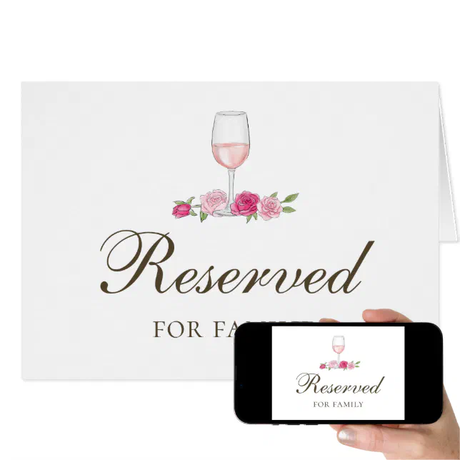 Pink flowers. Floral wedding. Roses reserved sign | Zazzle