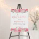 Pink Flowers Floral Welcome Birthday Sign Poster | Zazzle