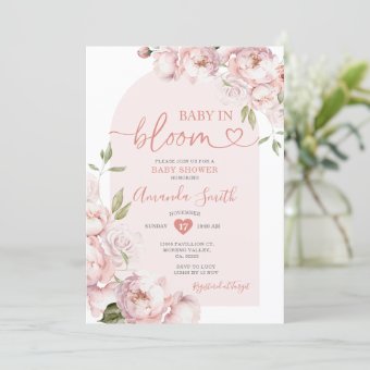 Pink Flowers Girl Baby Shower Baby in Bloom Invitation | Zazzle