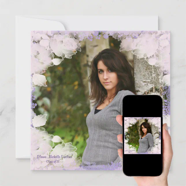 Pink Flowers Girls Photo Graduation Invitation | Zazzle