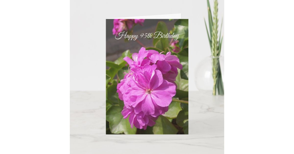 Pink Flowers Personalised 95th Birthday Card | Zazzle