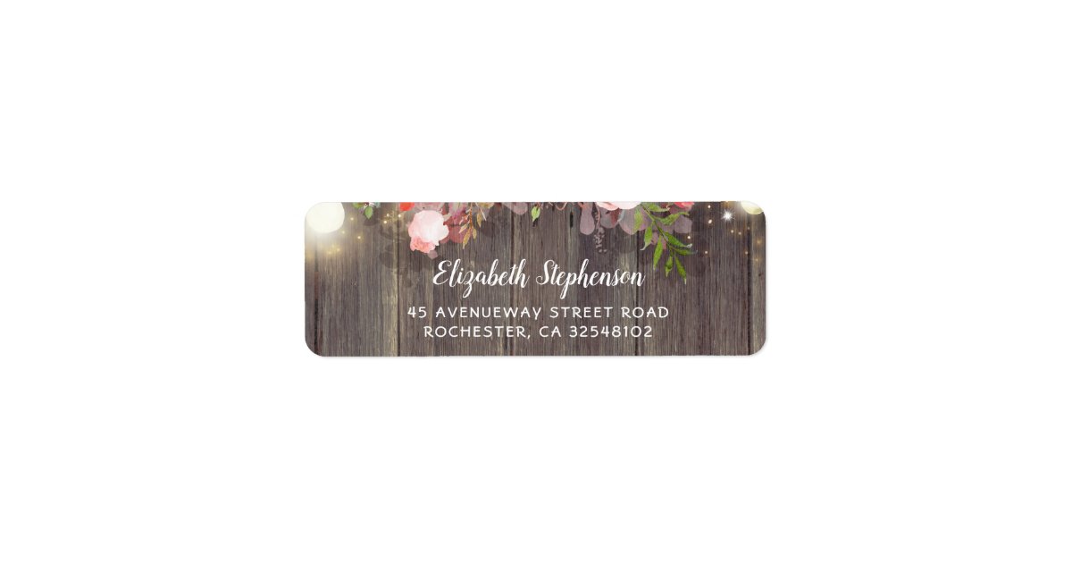 Pink Flowers Rustic Label | Zazzle