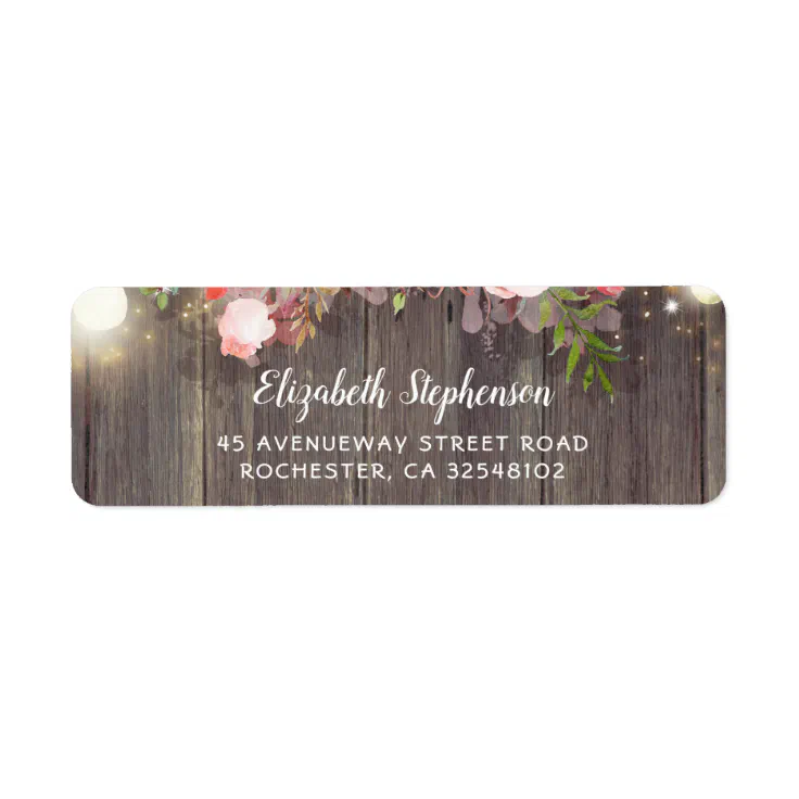 Pink Flowers Rustic Label | Zazzle