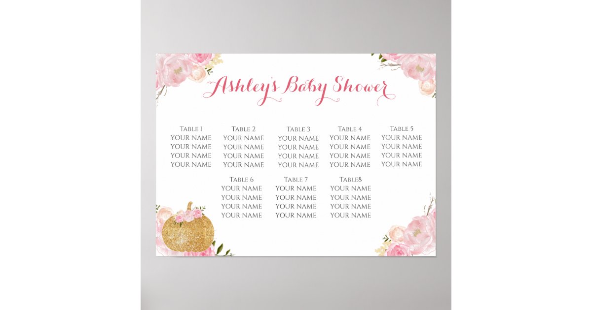 pink flowers Seating chart | Zazzle