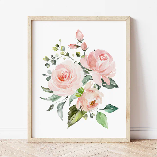 Pink Flowers, Watercolor Flowers, Girl Nursery Poster | Zazzle