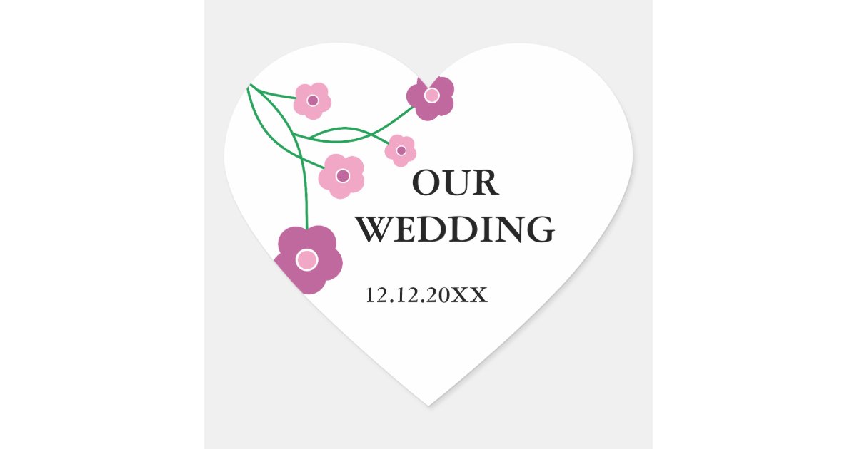 Pink Flowers Wedding Stickers | Zazzle