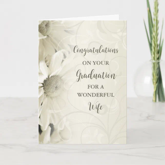 Pink Flowers Wife Congratulations Graduation Card | Zazzle
