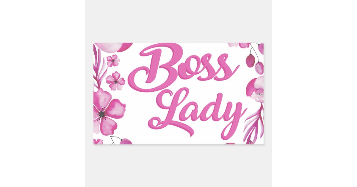 Pink Flowery Boss Lady Design Rectangular Sticker | Zazzle