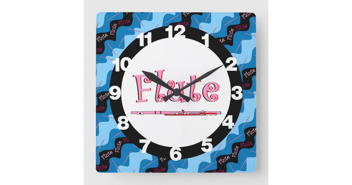 Pink Flute Pattern Square Wall Clock | Zazzle