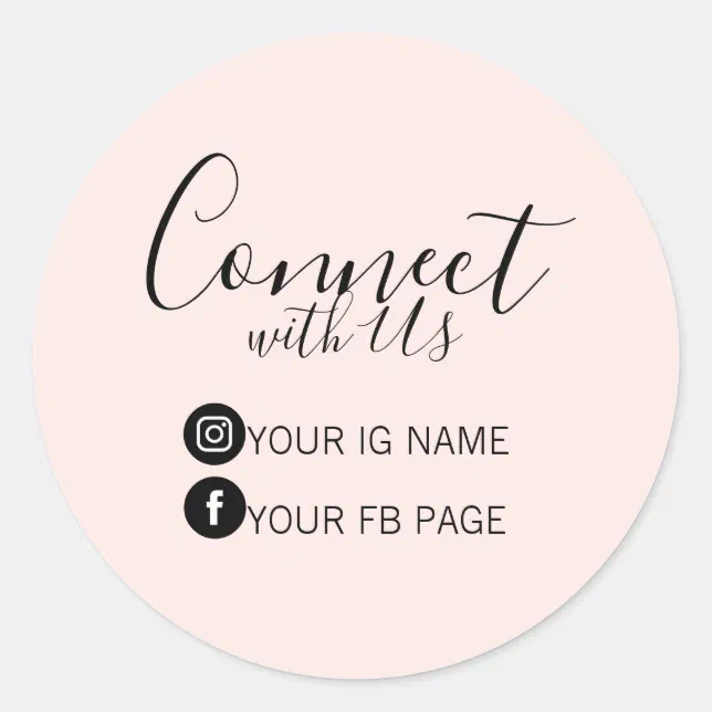 Pink | Follow Instagram & Facebook Package Sticker | Zazzle