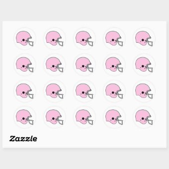 Pink Football Helmet Classic Round Sticker | Zazzle