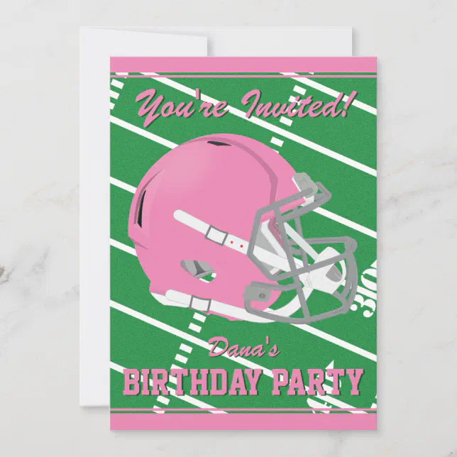 Pink Football Themed Party Invitation - Editable | Zazzle