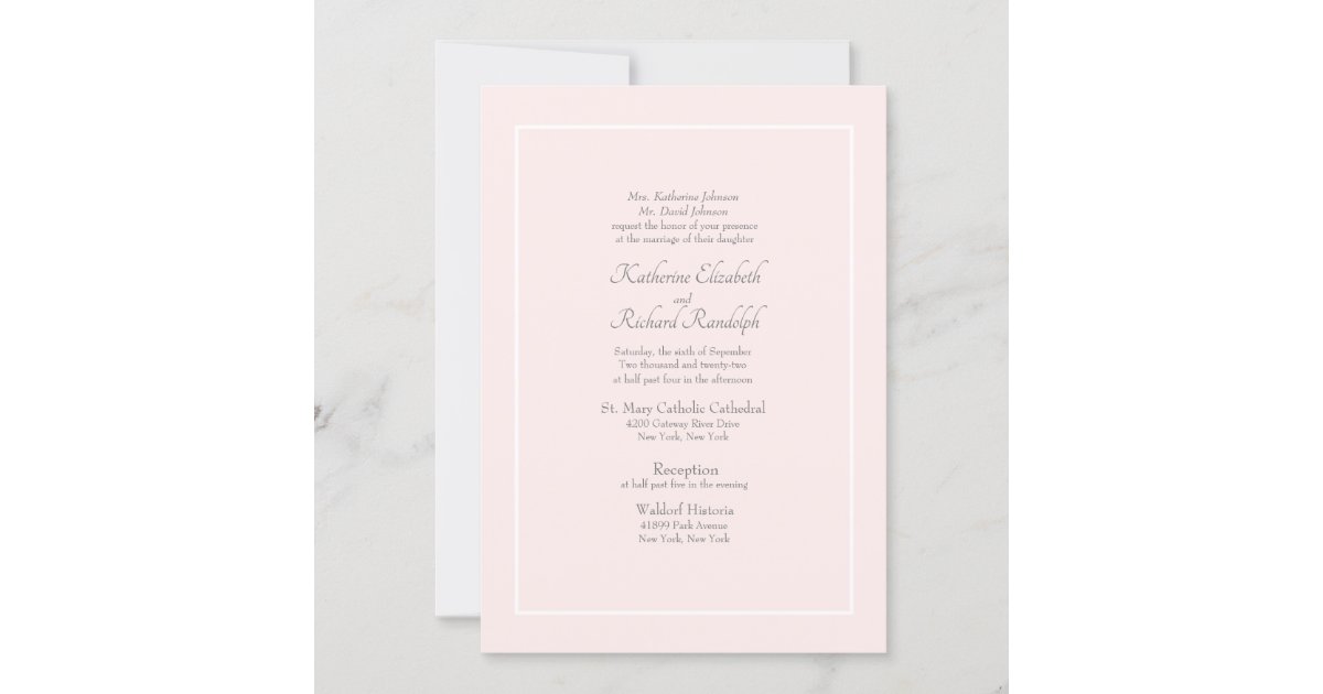 Pink Formal Wedding Invitation Divorced Parents | Zazzle