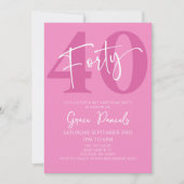 Pink Forty 40th Fortieth Birthday Party Invitation | Zazzle