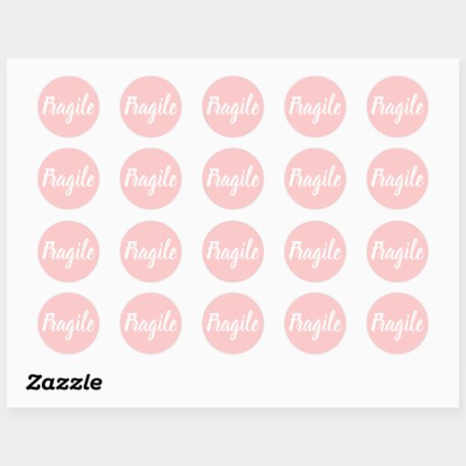 Pink fragile trendy modern business classic round sticker | Zazzle