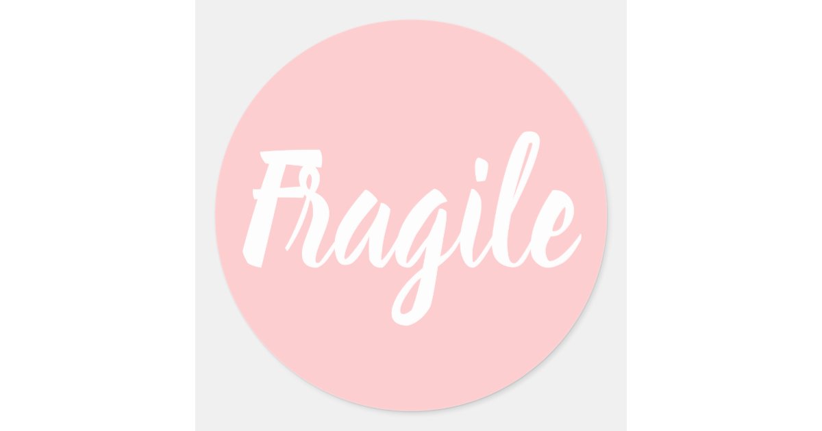 Pink fragile trendy modern business classic round sticker | Zazzle