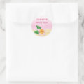 Pink Frangipani Tropical Flower Summer Wedding Classic Round Sticker ...