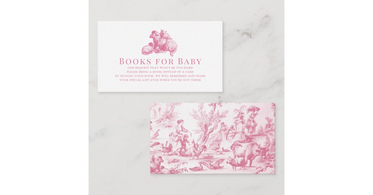 Pink French Country Farm Animal Books for Baby Enclosure Card | Zazzle