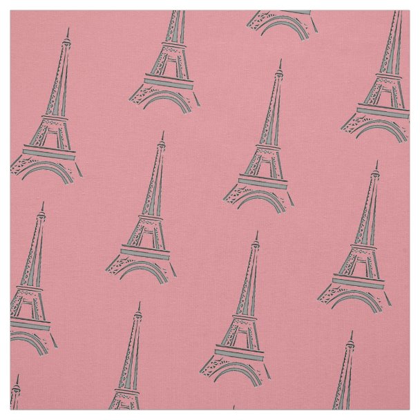Eiffel Tower Paris French Pattern Fabric | Zazzle