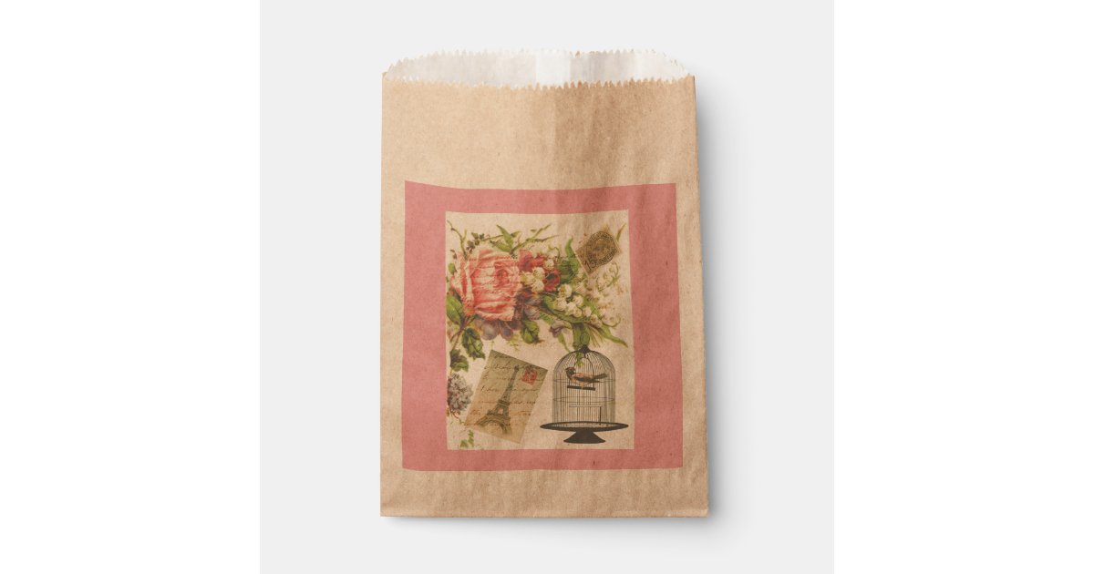 Pink French Theme Vintage Paris Favor Bags | Zazzle