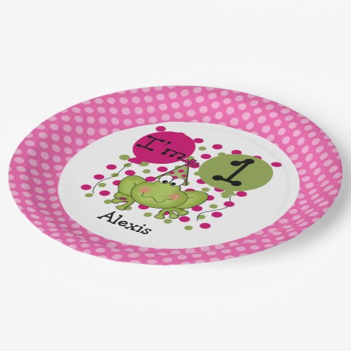 Pink Frog 1st Birthday Paper Plates | Zazzle