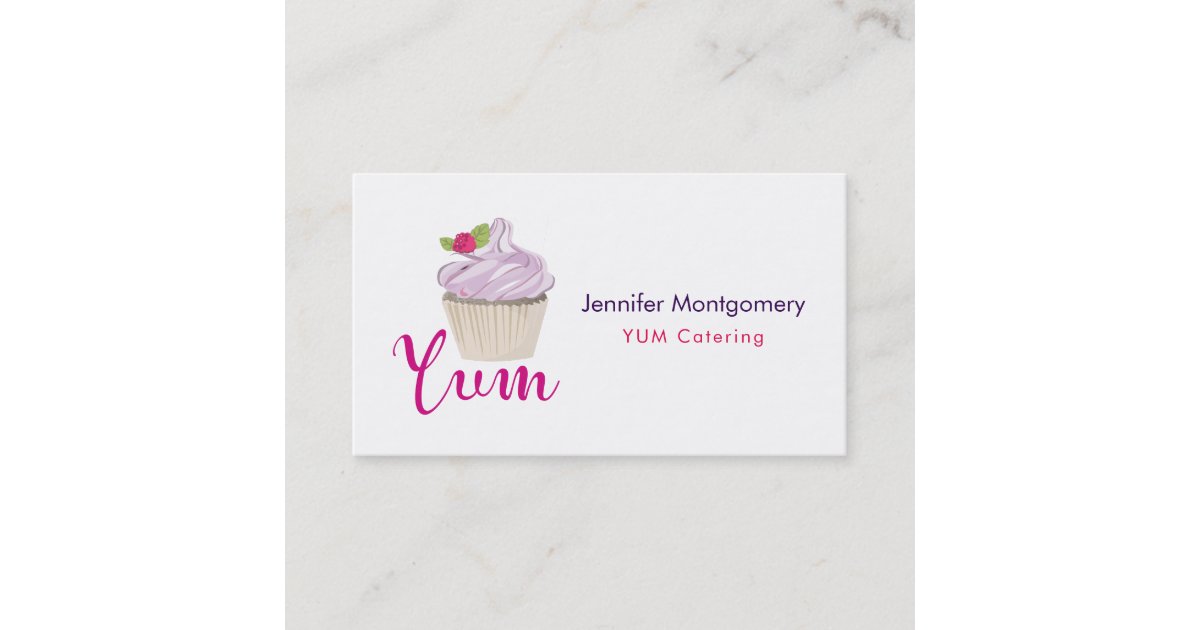Pink Frosted Cupcake Yum! Business Card | Zazzle