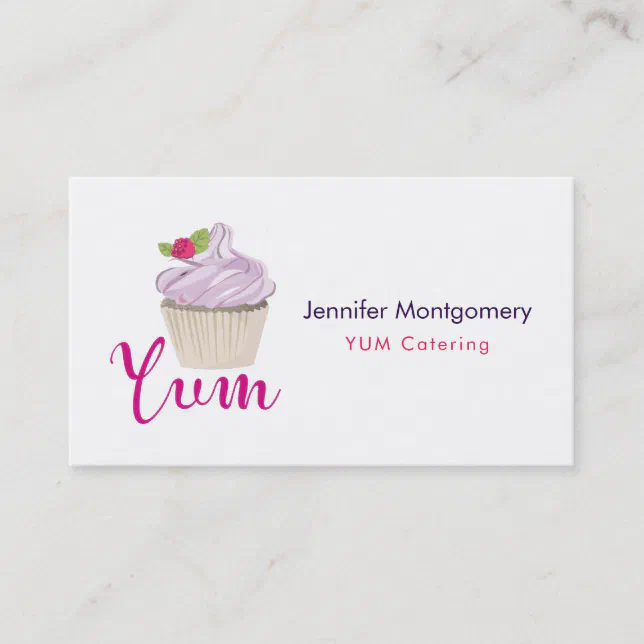 Pink Frosted Cupcake Yum! Business Card | Zazzle