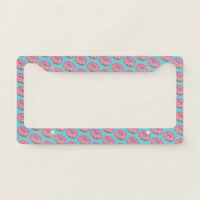Pink Frosted Donut Sprinkles Doughnut Junk Food License Plate Frame ...
