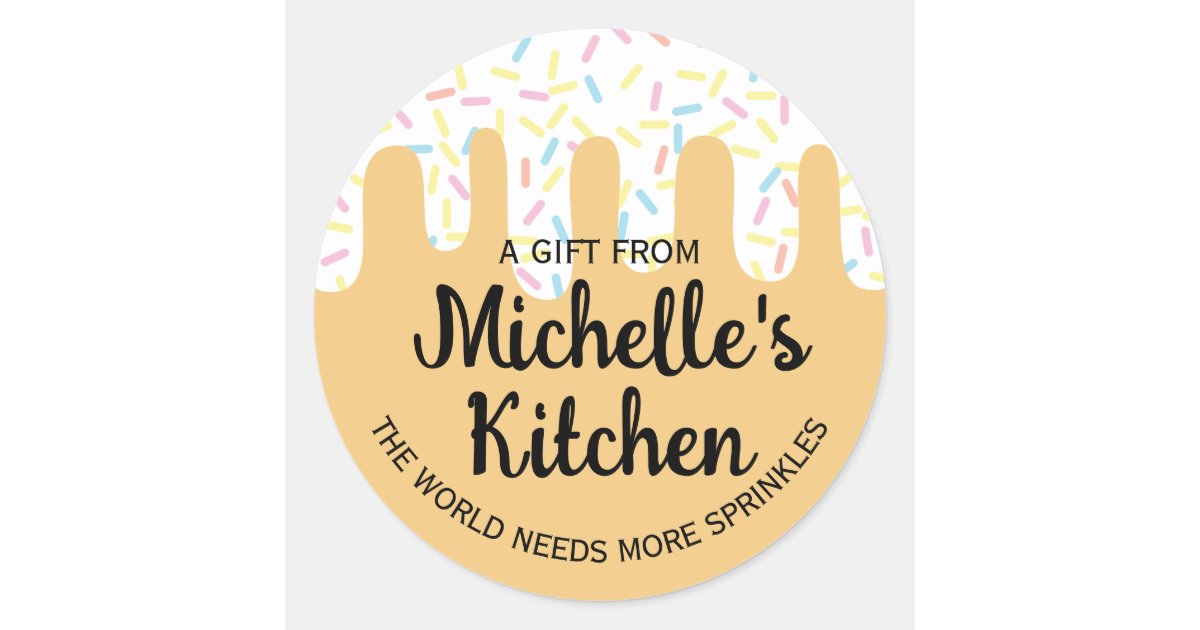 pink frosting sprinkles bakery sticker | Zazzle