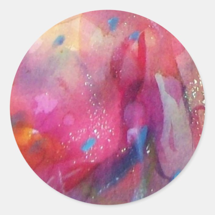 PINK FUCHSIA BLUE ABSTRACT CLASSIC ROUND STICKER | Zazzle.com