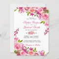 Pink Fuchsia Rose Botanical Floral Wedding Invitation | Zazzle