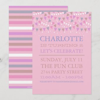 Pink Fun Bunting | Birthday Party Invitation | Zazzle