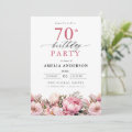 Pink Garden Floral Calligraphy 70th Birthday Invitation | Zazzle