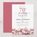 Pink Garden Floral Calligraphy 70th Birthday Invitation | Zazzle