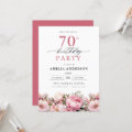 Pink Garden Floral Calligraphy 70th Birthday Invitation | Zazzle