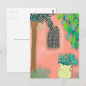 Pink Garden Wall Exotic Secret Palm Tree Postcard | Zazzle