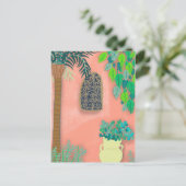 Pink Garden Wall Exotic Secret Palm Tree Postcard | Zazzle
