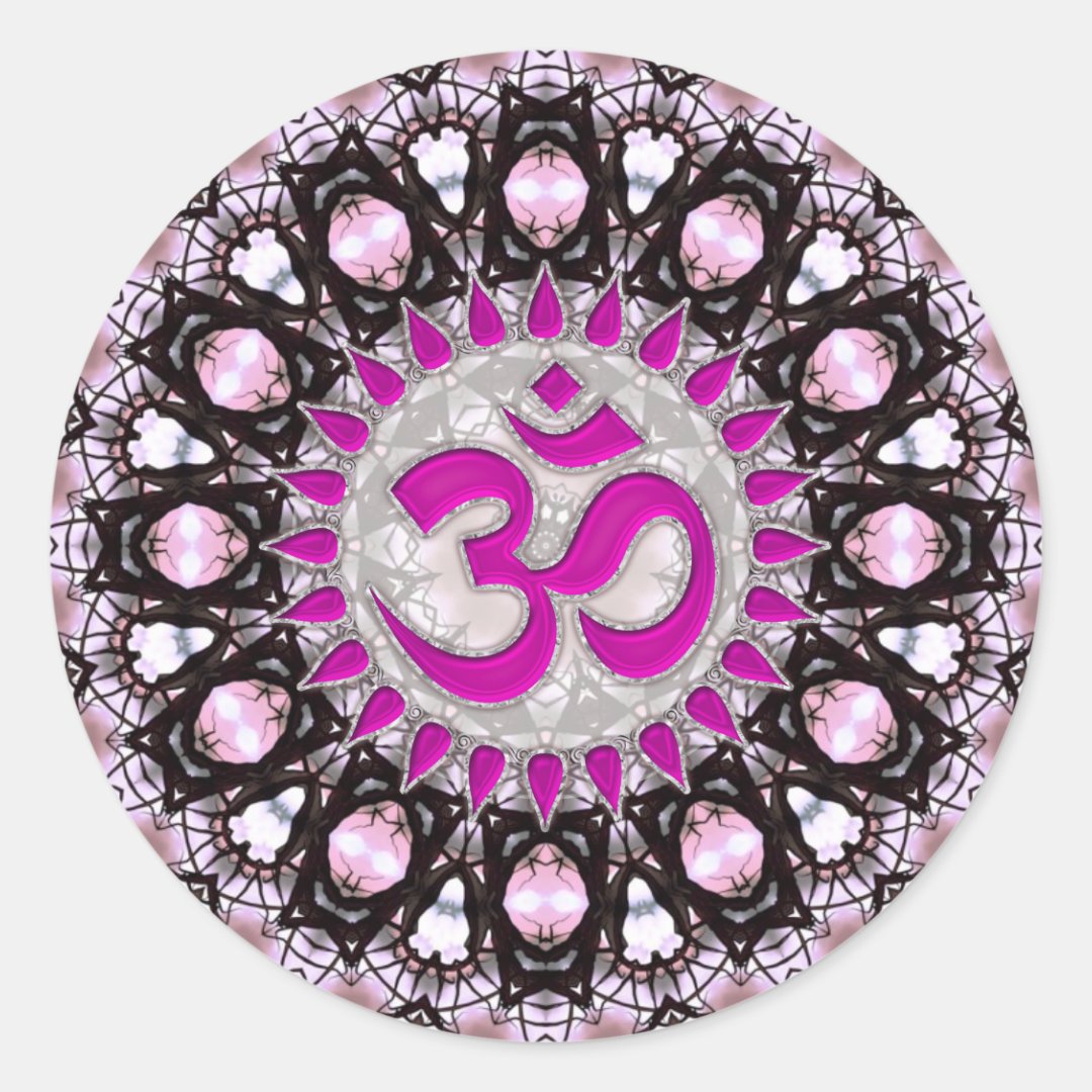 Pink Gems Aum Spiritual Sticker | Zazzle