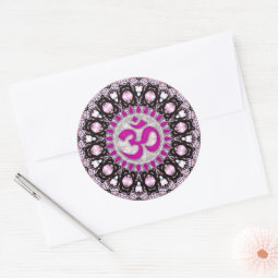 Pink Gems Aum Spiritual Sticker | Zazzle