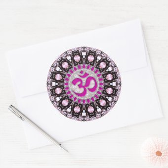 Pink Gems Aum Spiritual Sticker | Zazzle