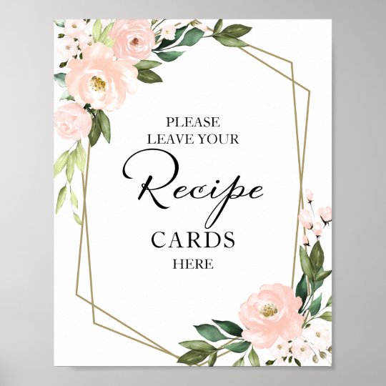 Pink Geometric Bridal Shower Recipe Cards Sign | Zazzle.com