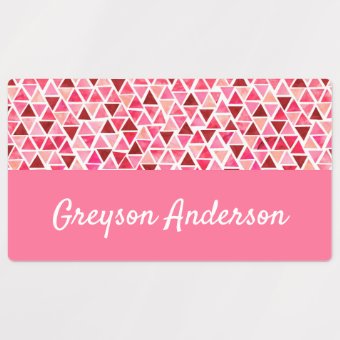 Pink Geometric Confetti Kids Label Rectangle | Zazzle