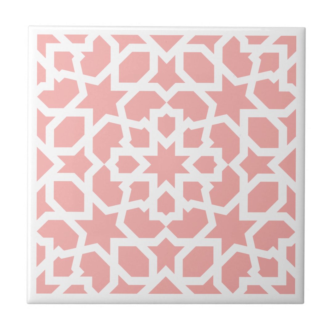 Pink geometric Moroccan tile mosaic in | Zazzle