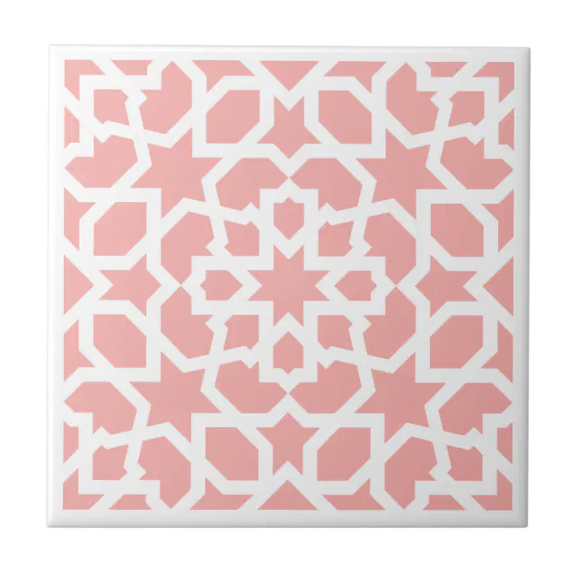 Pink geometric Moroccan tile mosaic in | Zazzle