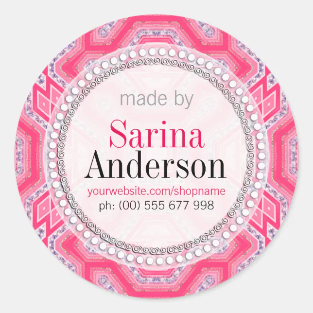 Pink Geometric Pattern Made By Labels Stickers | Zazzle