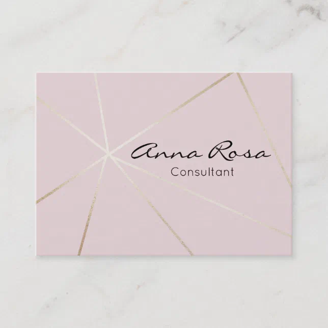 Pink Geometric Trendy Rose Gold Modern Foil Business Card | Zazzle