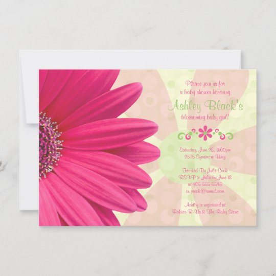 Pink Gerber Daisy Baby Shower Invitation | Zazzle.com