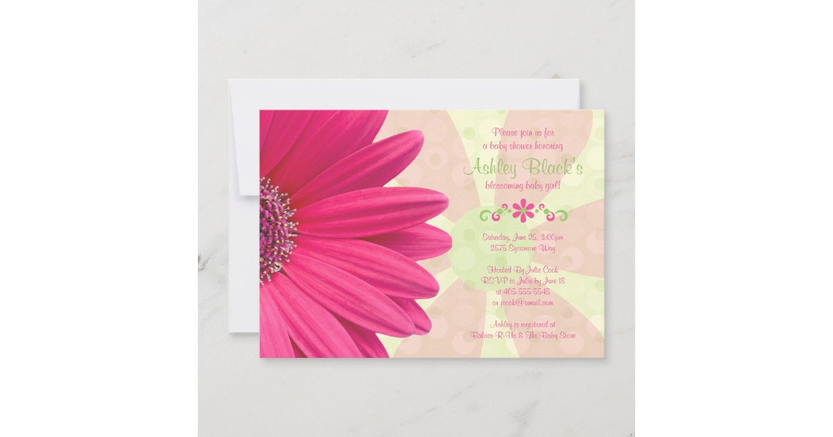 Pink Gerber Daisy Baby Shower Invitation | Zazzle