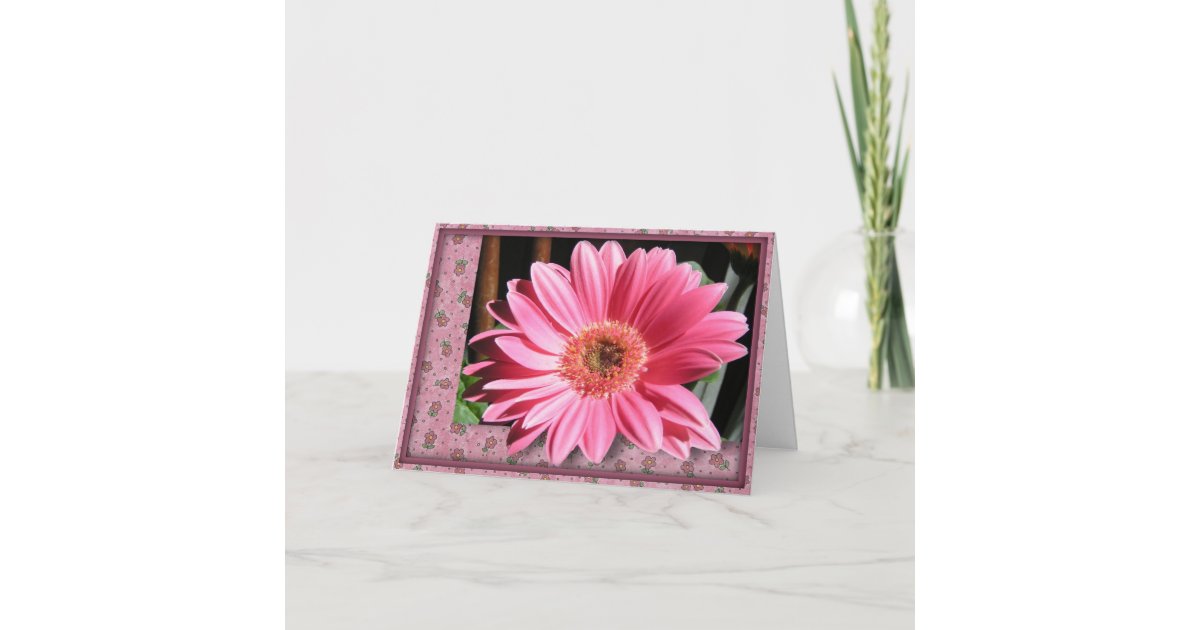 Pink Gerber Daisy Large Font Easter Card | Zazzle