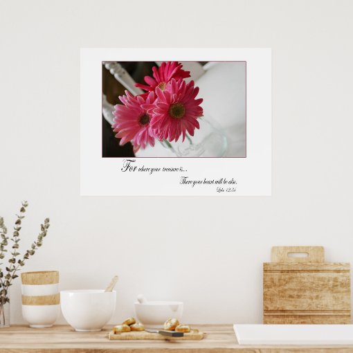 Pink gerbera daisies religious quote poster | Zazzle